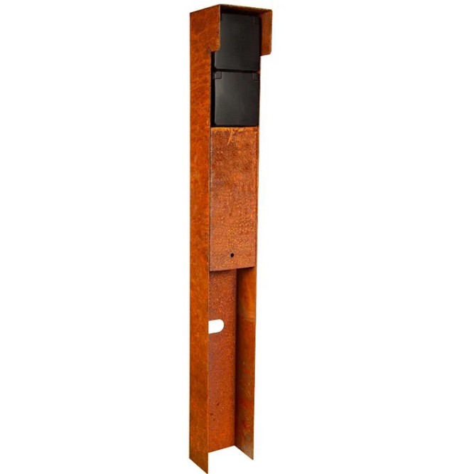 *Tuinpaal corten met dubbel stopcontact 8.5x8.5x65cm | Verhoeven ...